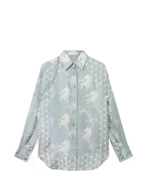 Stella McCartney Horse-print Silk Shirt - Blue