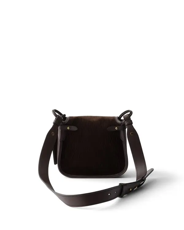 Prada Corduroy And Leather Mini Shoulder Bag - Brown