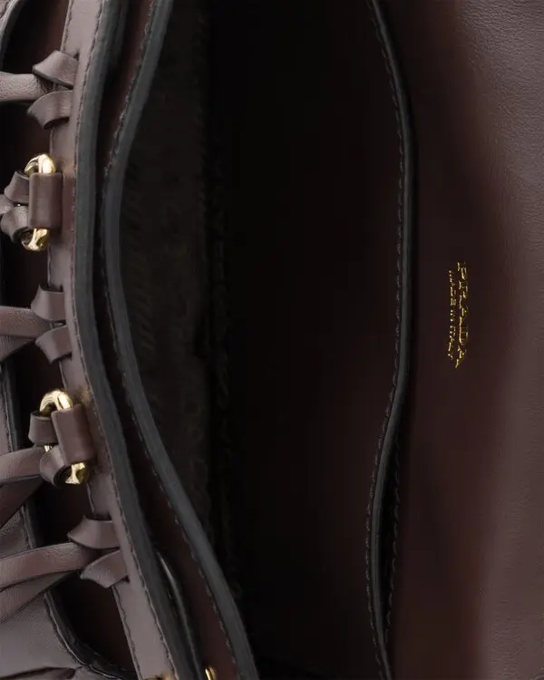 Prada Corduroy And Leather Mini Shoulder Bag - Brown