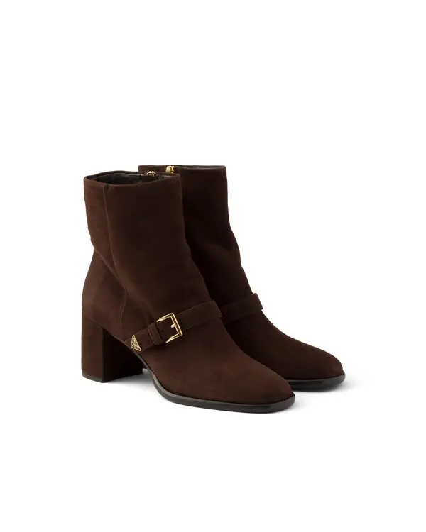 Prada Suede Booties - Brown