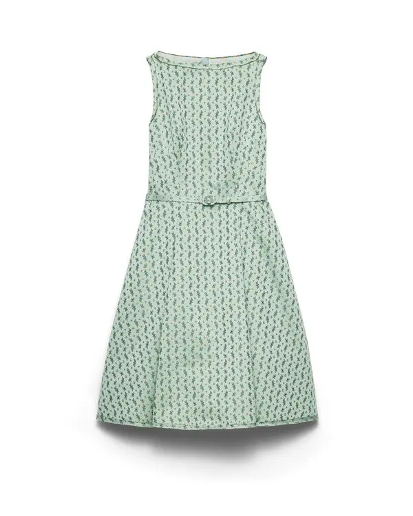 Prada Floral Print Duchess Dress - Green