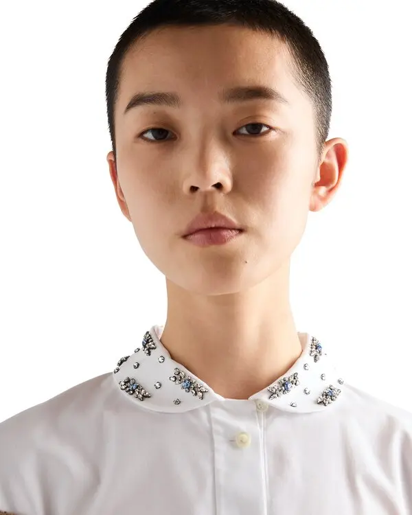 Prada Embroidered Poplin Mini-dress