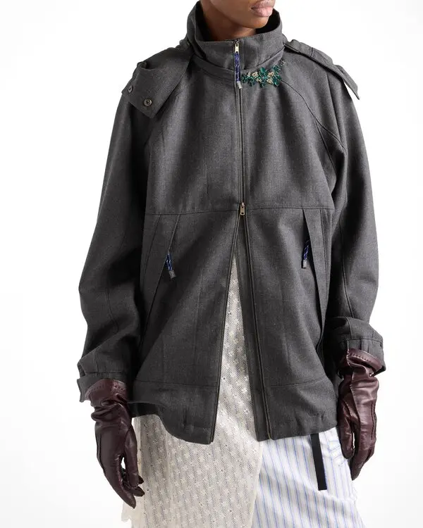 Prada Mélange Hopsack Wool Jacket
