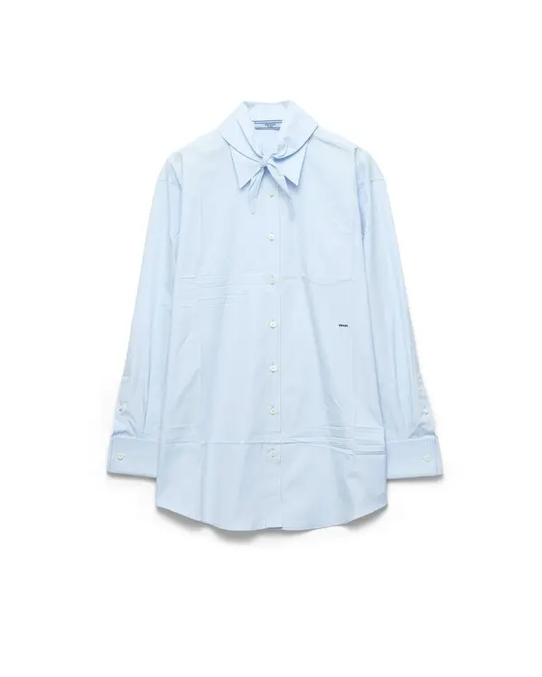 Prada Poplin Shirt With Detachable Scarf - Light Blue