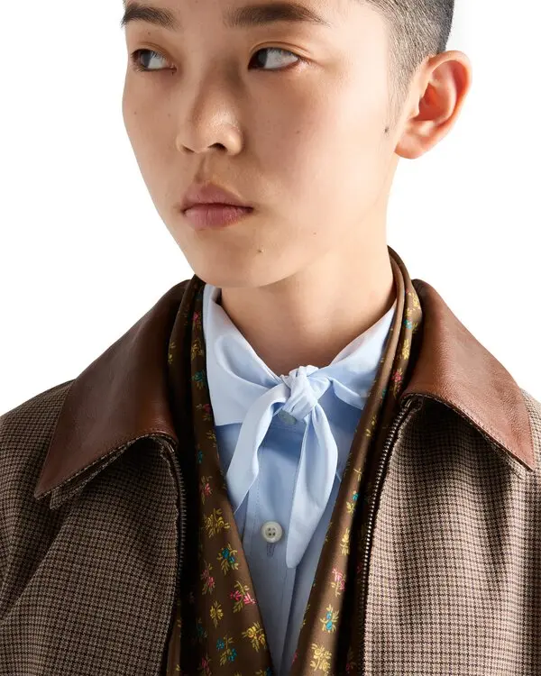 Prada Poplin Shirt With Detachable Scarf - Light Blue