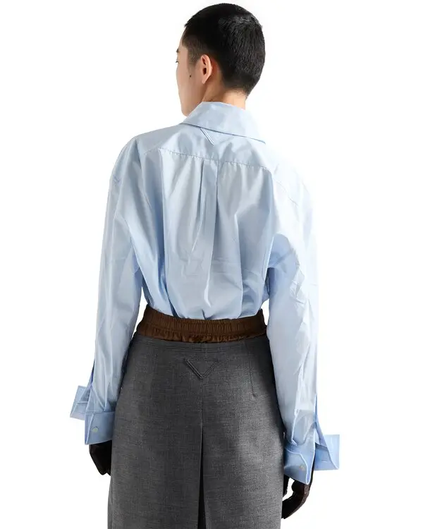 Prada Poplin Shirt With Detachable Scarf - Light Blue