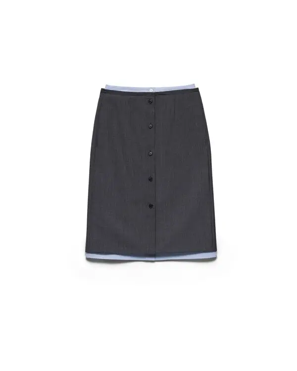 Prada Light Mohair And Chambray Skirt