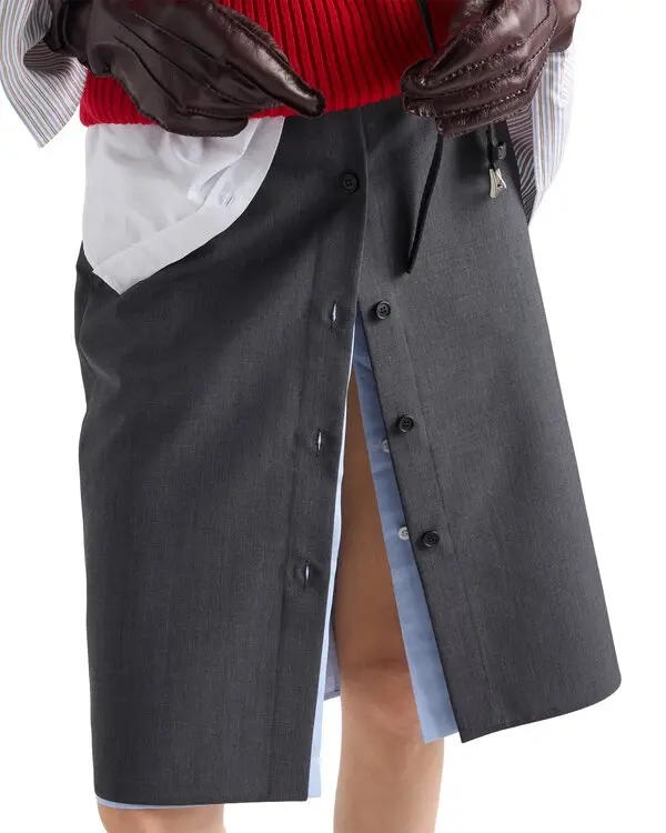 Prada Light Mohair And Chambray Skirt