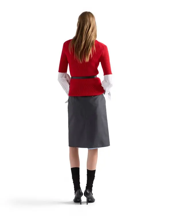 Prada Light Mohair And Chambray Skirt