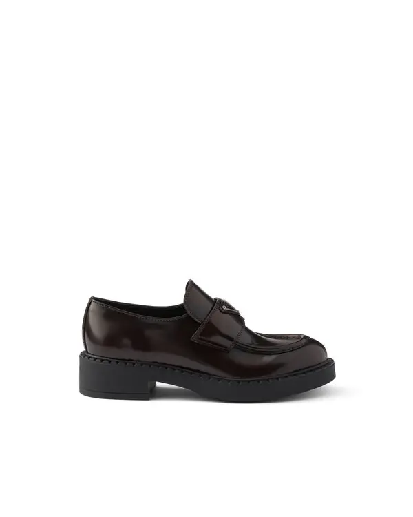 Prada Chocolate Brushed Leather Loafers