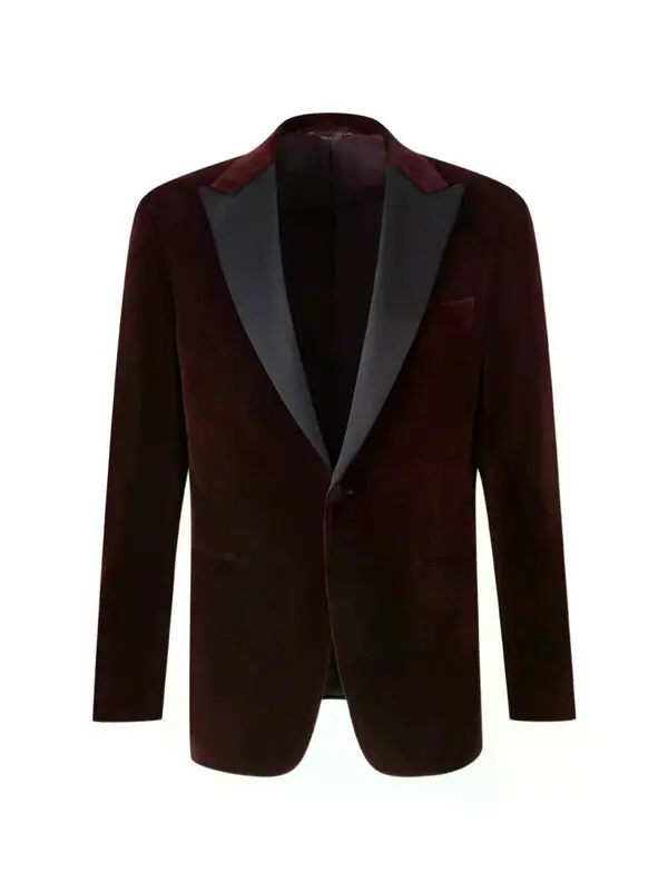 Canali Velvet Peak-lapel Singel-breasted Blazer - Red