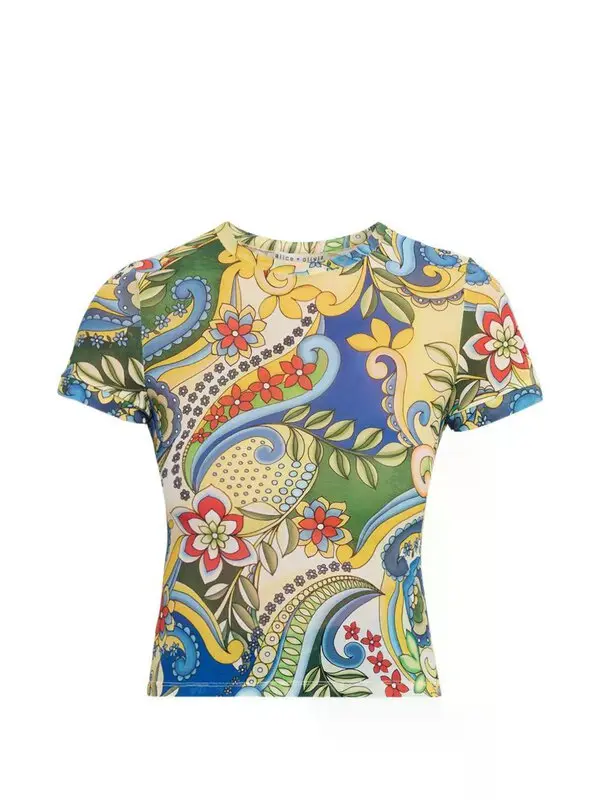 Alice + Olivia Tess Paisley-print T-shirt - Yellow