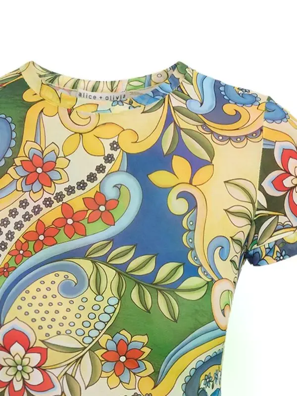 Alice + Olivia Tess Paisley-print T-shirt