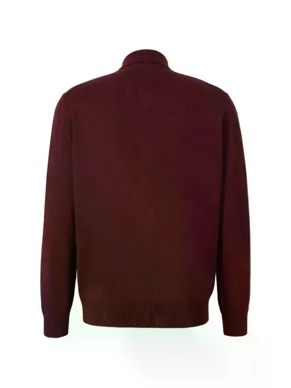 Canali Long-sleeve Polo Sweater - Red