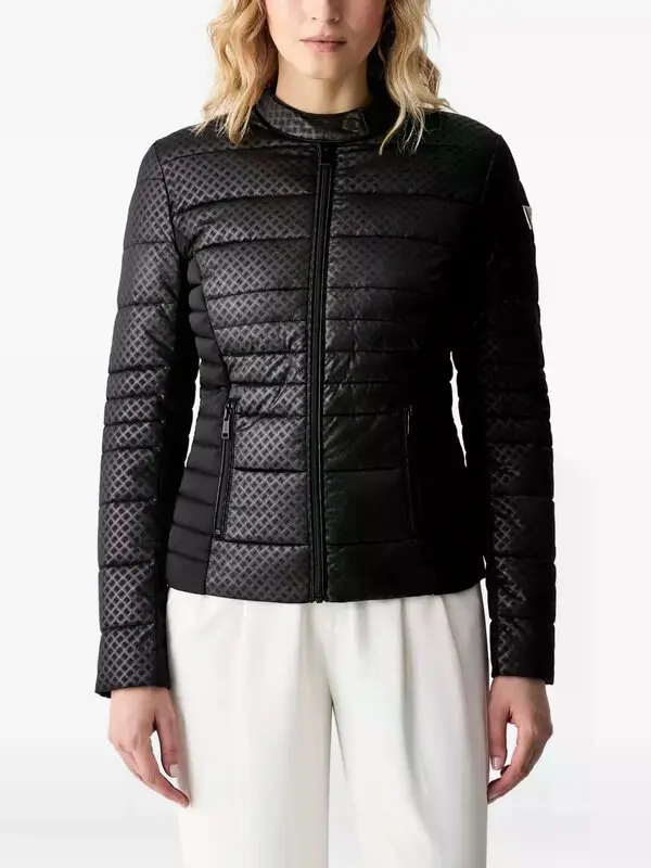 Guess Quilted Logo-patch Puffer Jacket - Black