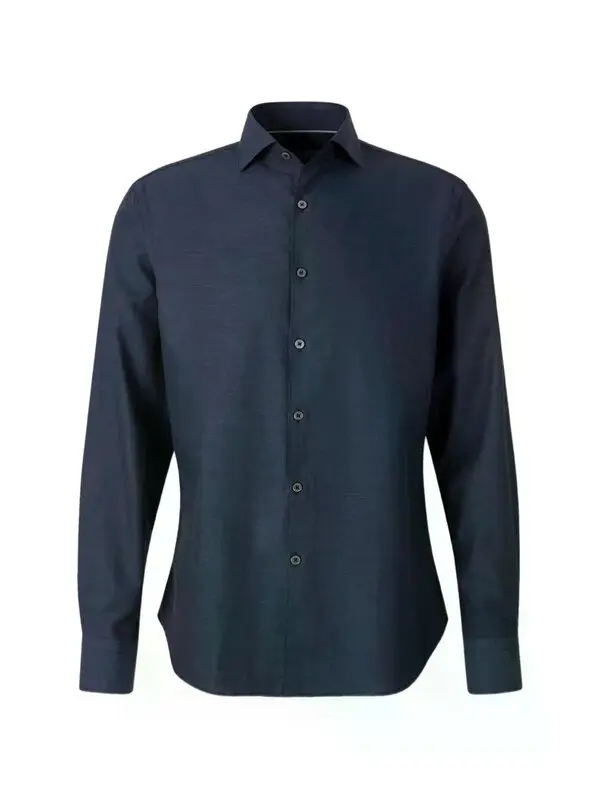Canali Cotton Plaid Shirt - Blue