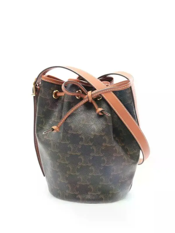 Celine 2010s Small Triomphe Drawstring Bucket Bag - Black