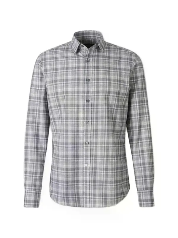 Canali Cotton Plaid Shirt - Grey