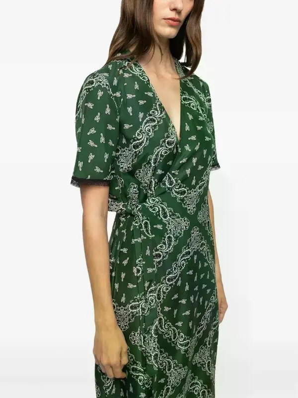 Zadig&Voltaire Reforme Bandana Print Silk Dress - Green