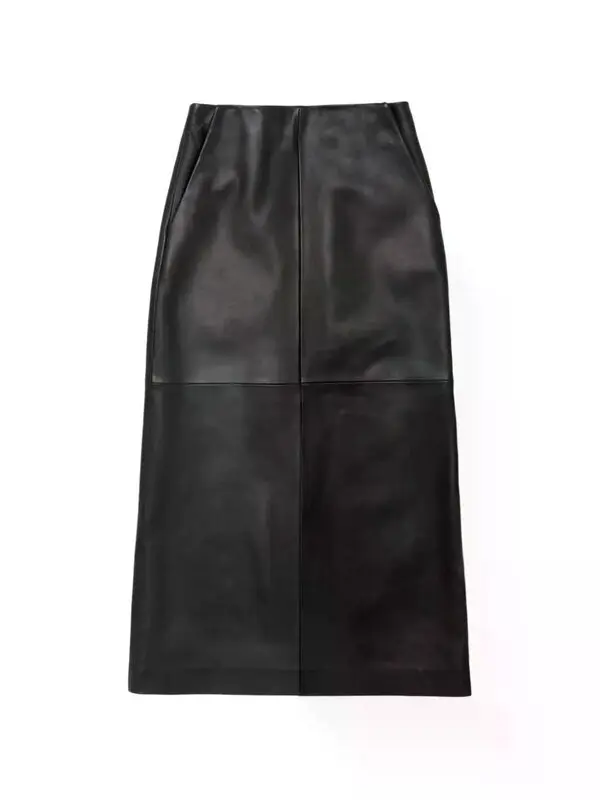 TAIGA TAKAHASHI Leather Midi Skirt - Black