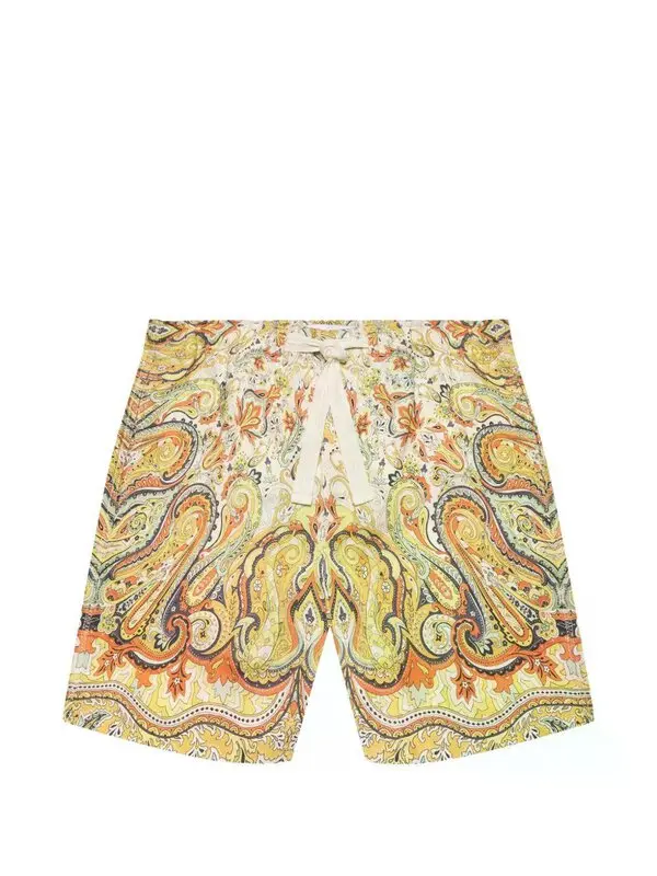 Orlebar Brown Alex Paisley-print Linen Shorts - Neutrals