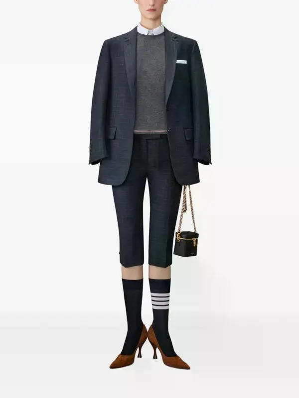 Thom Browne Ribbed Knit Sleeveless Crewneck Top With Rwb Stripe Detail - Grey