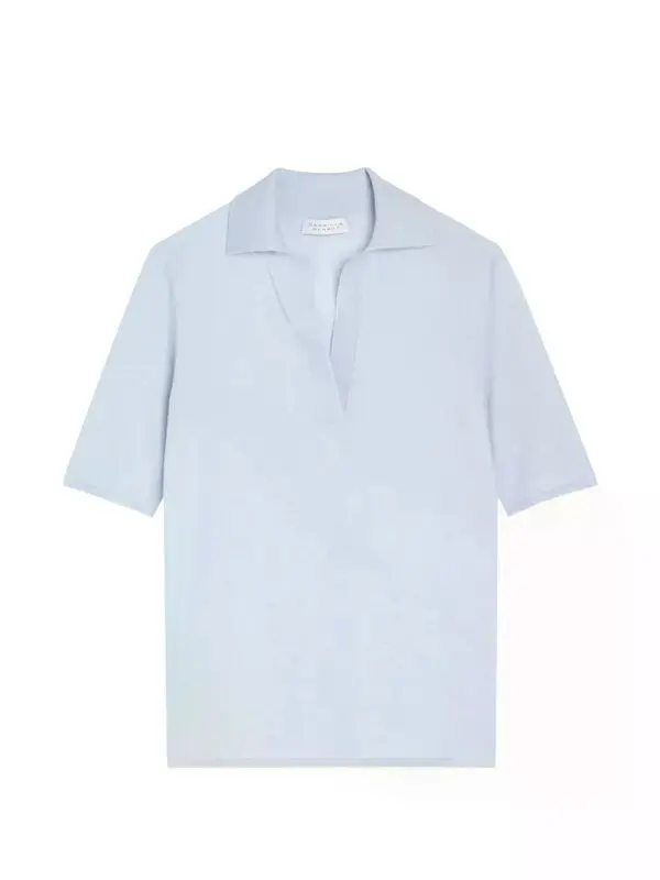 Gabriela Hearst Fine-knit Polo-neck T-shirt - Blue