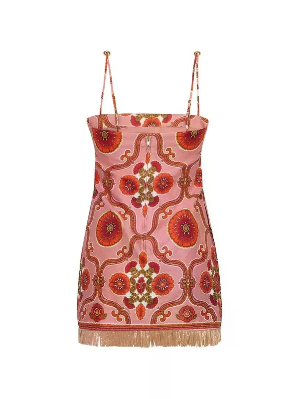 Cara Cara Valencia Floral-print Fringed Mini Dress