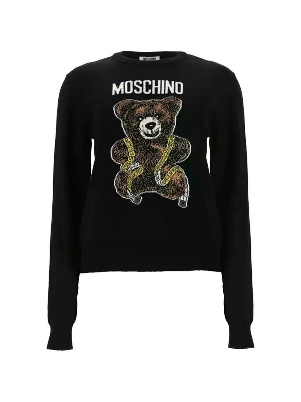 Moschino Teddy Bear Intarsia Knit Jumper - Black