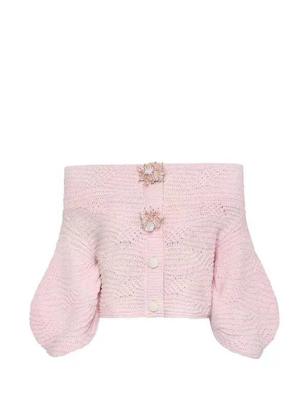 Hellessy Off-shoulder Balloon Sleeve Cardigan - Pink