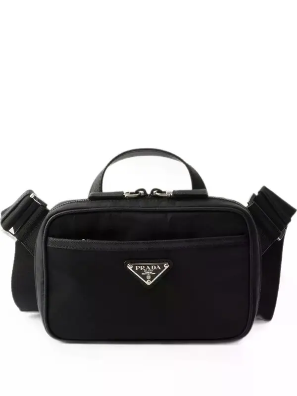 Prada Re-nylon And Saffiano Leather Shoulder Bag - Black
