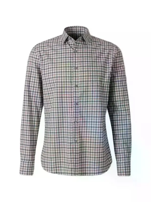 Canali Cotton Plaid Shirt - Neutrals