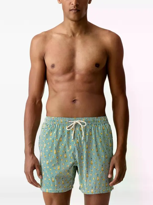 MC2 SAINT BARTH Lighting Limoncello-print Striped Swim Shorts - Green