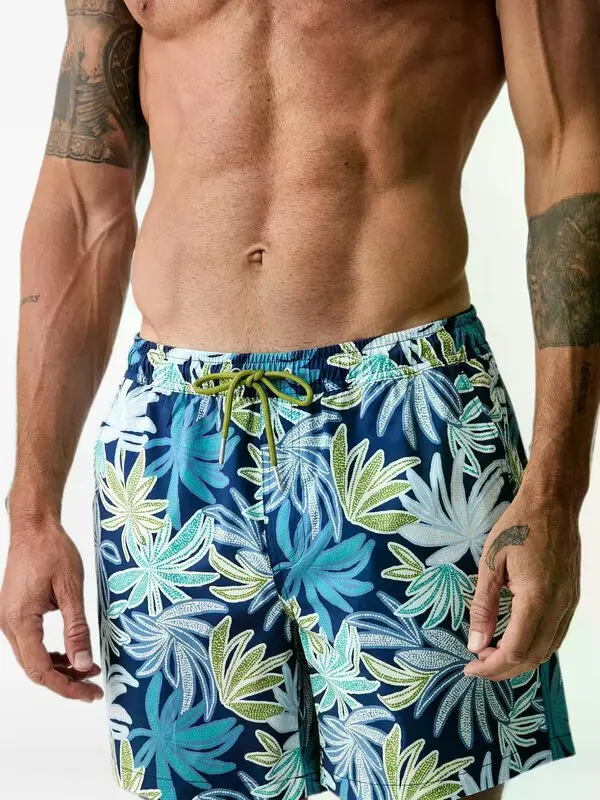 Marc O'polo Leaf-print Drawstring Swim Shorts