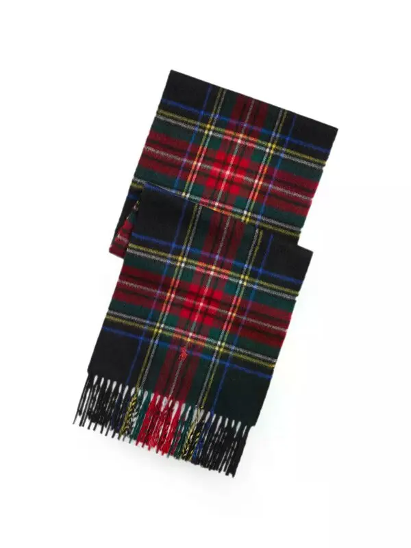 Polo Ralph Lauren Plaid Fringed Scarf - Black