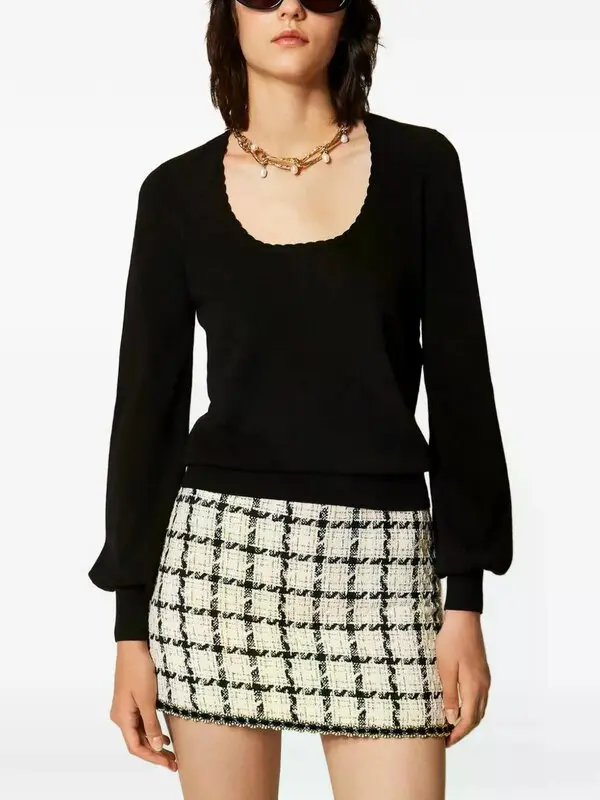 TWINSET Scalloped-edge Fine-knit Sweater - Blue