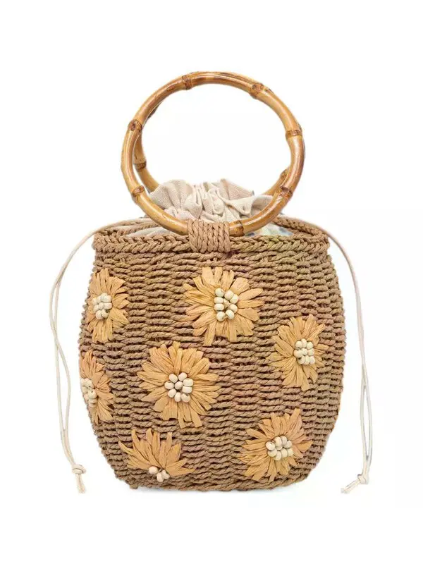 HOSS INTROPIA Norma Floral-appliqué Bamboo Handbag - Brown