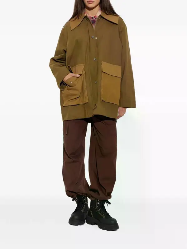 GANNI Patch Pocket Cotton Military Jacket