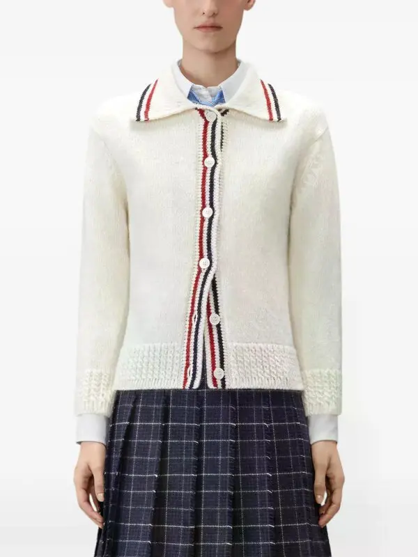 Thom Browne Hector Intarsia Cardigan - White