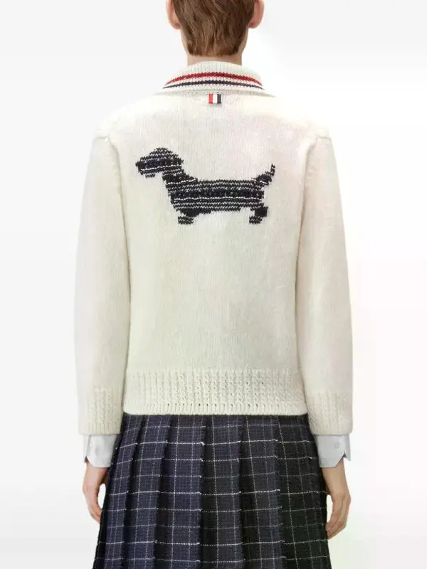 Thom Browne Hector Intarsia Cardigan - White