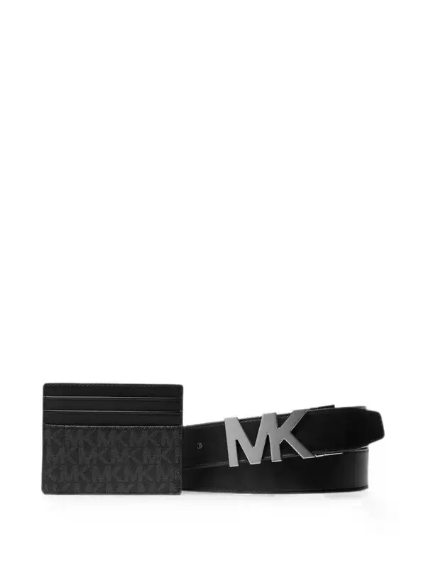 Michael Kors Monogram-pattern Logo-plaque Belt And Wallet Set