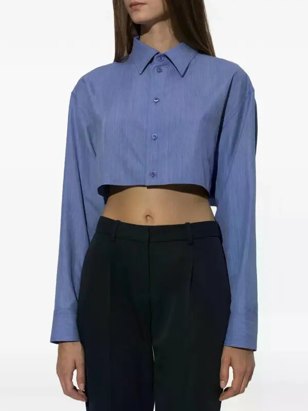 Balenciaga Cropped Shirt With Classic Collar And Long Sleeves