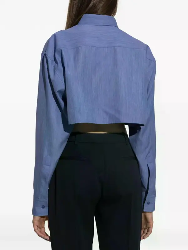 Balenciaga Cropped Shirt With Classic Collar And Long Sleeves