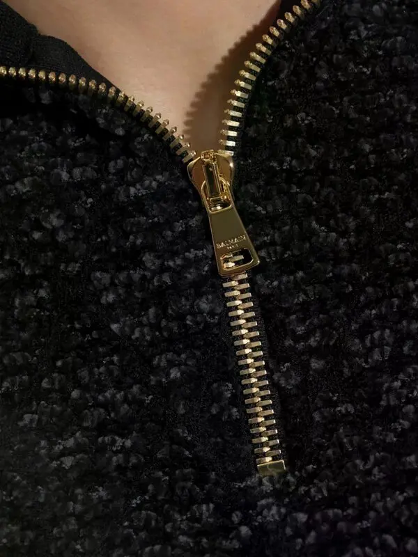 Balmain Bouclé-knit Quarter-zip Sweater