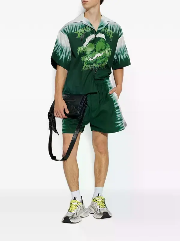 Balenciaga Tie-dye Cotton Shorts - Green