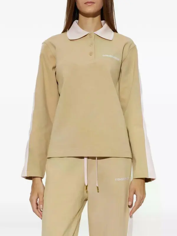 Casablanca Logo Embroidered Long-sleeve Polo Sweater