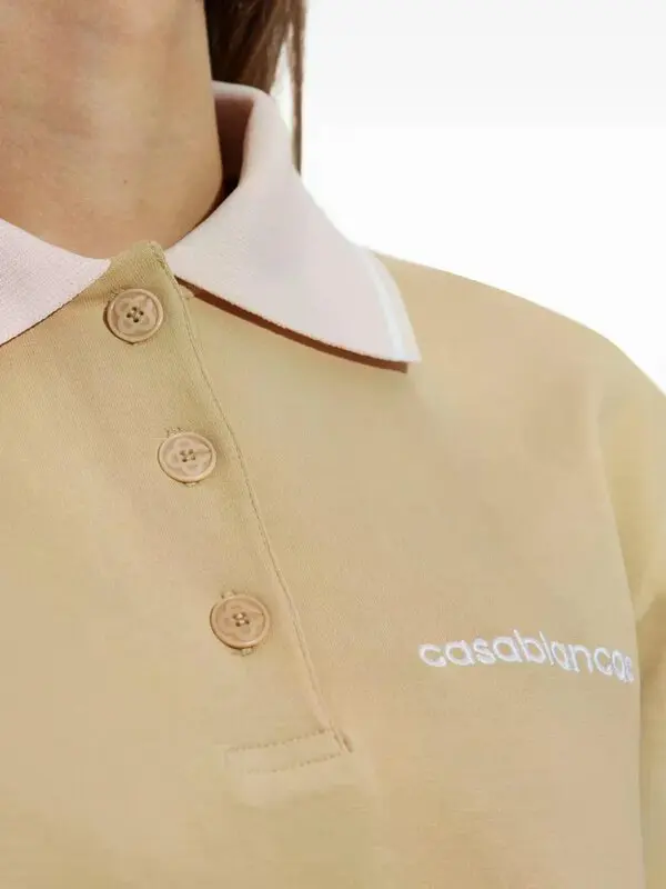 Casablanca Logo Embroidered Long-sleeve Polo Sweater