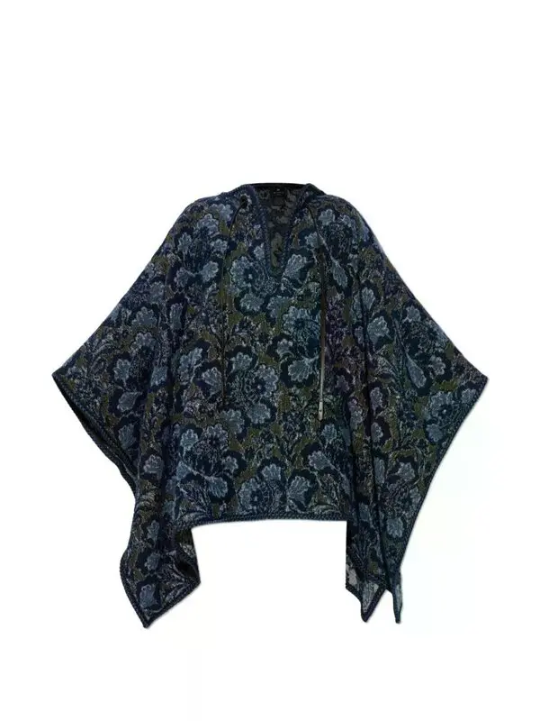 Etro Floral-motif Poncho - Blue
