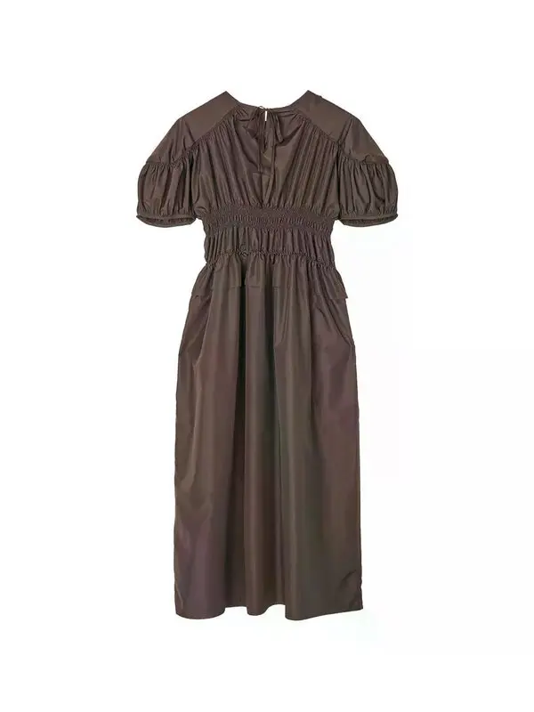 Cecilie Bahnsen Betsy Smocked Midi Dress - Brown