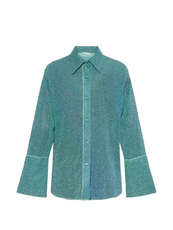 Oseree Glitter-effect Long-sleeve Shirt - Blue